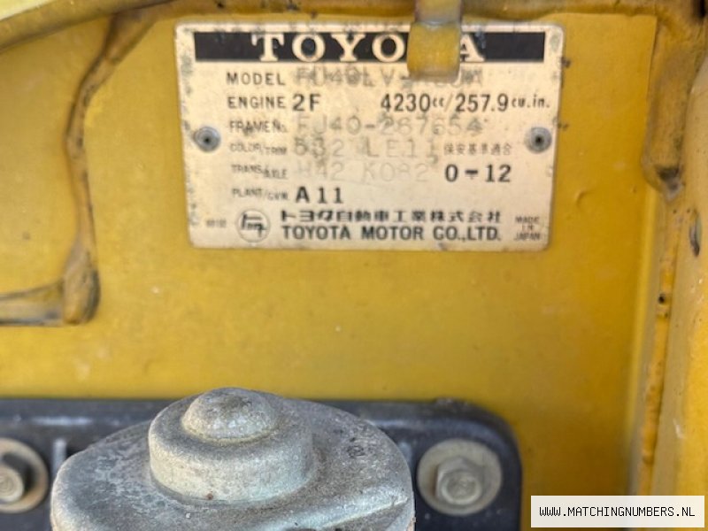1978 - Toyota Landcruiser FJ40 Mustard Yellow - Matching Numbers